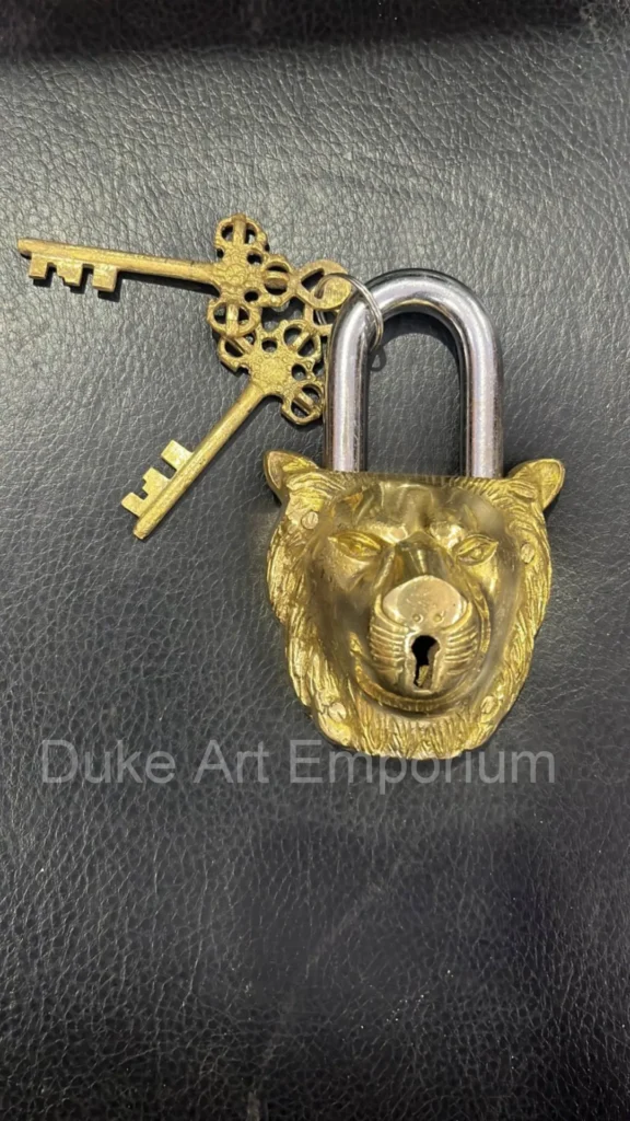 Brass Lion Lock – Height 6 Inches - Duke Art Emporium