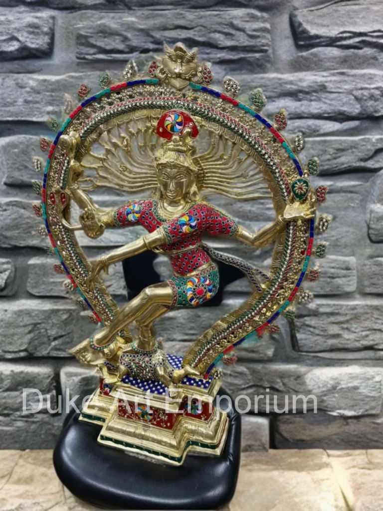 Majestic 35 Inch Natraj Idol in Stone Finish – Brass Dance of Shiva ...