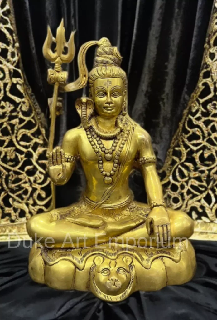 Divine Brass Lord Shiva Idol – Height 18 Inches Mahadev Idol for Home ...
